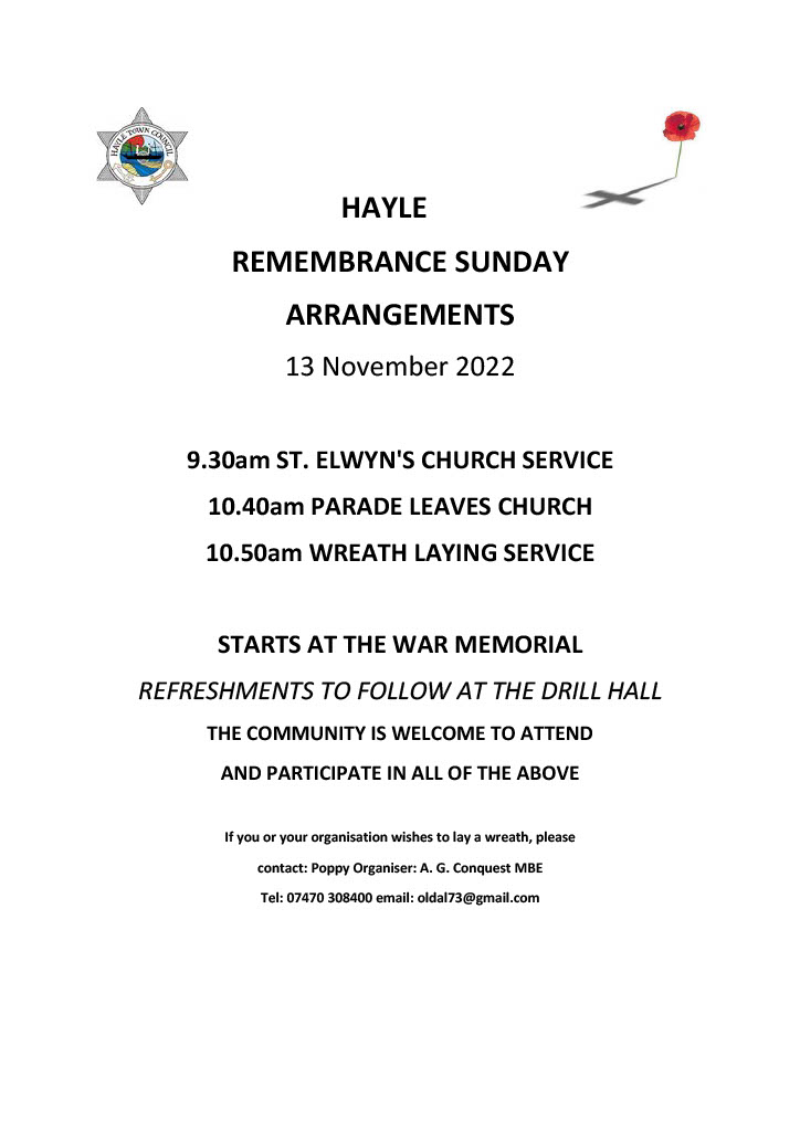 Remembrance Sunday | Hayle Town Council