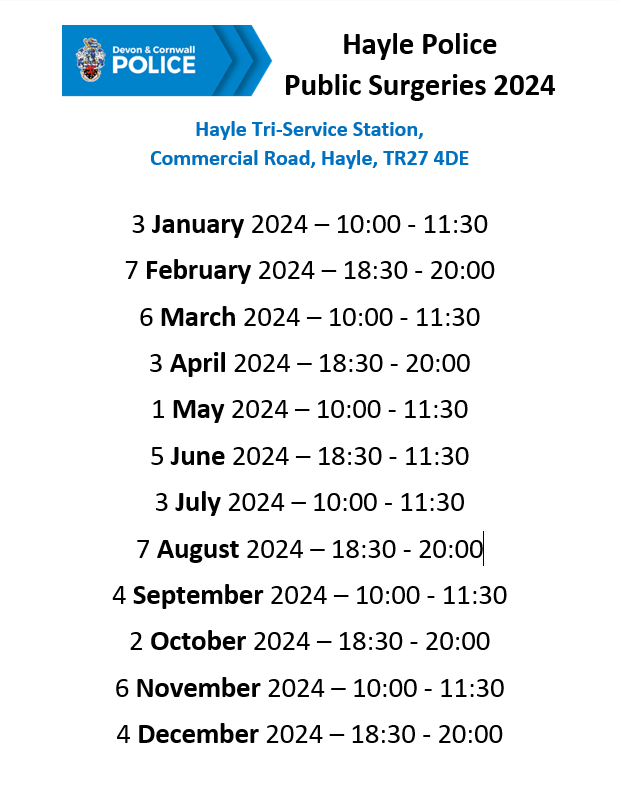 Hayle Police Surgeries 2024 | Hayle Town Council