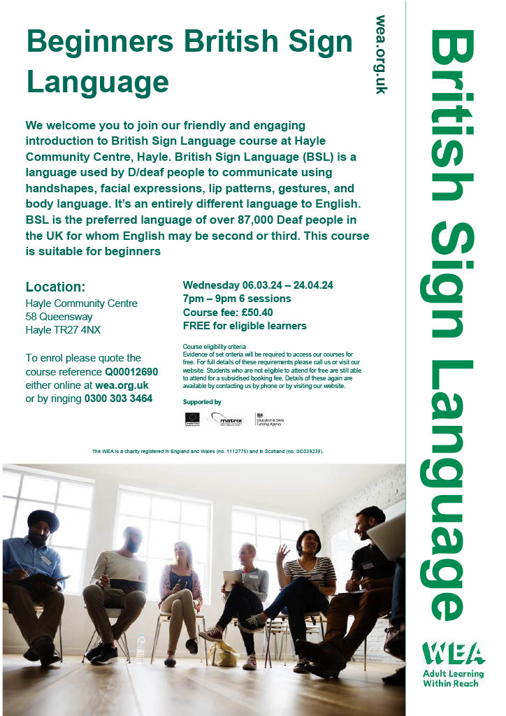 *Beginners British Sign Language Course* | Hayle Town Council