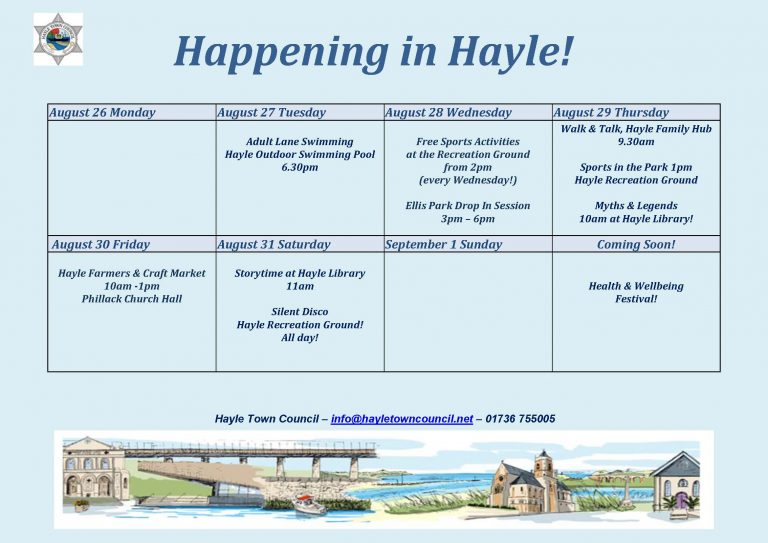 Happening in Hayle 26 August - 1 September | Hayle Town Council