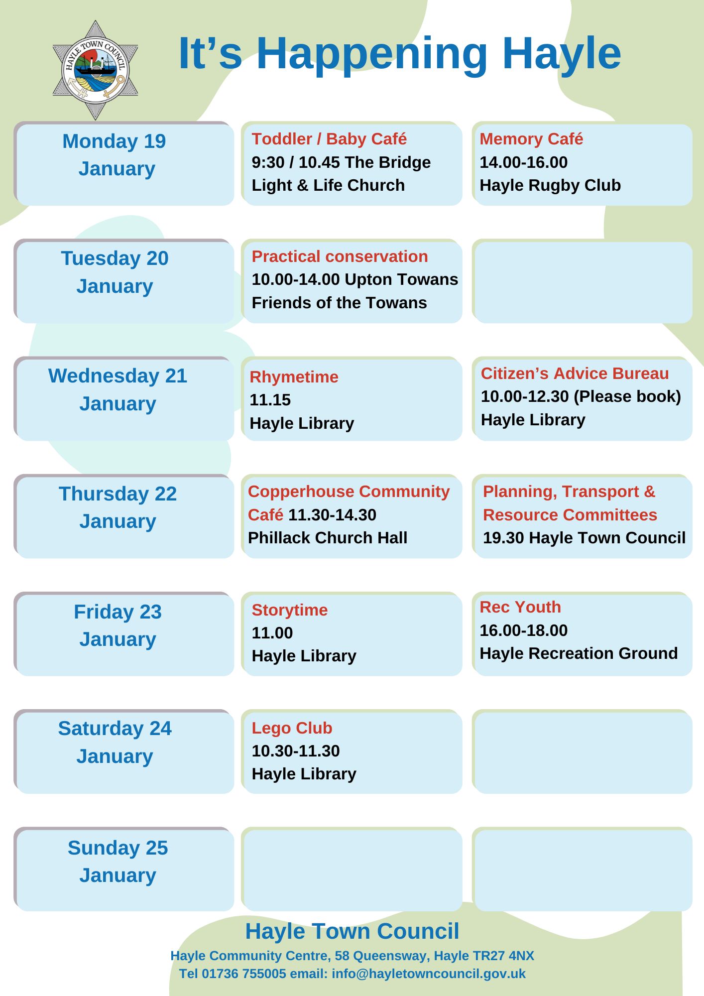 It’s Happening Hayle 19-25 January 2026 | Hayle Town Council
