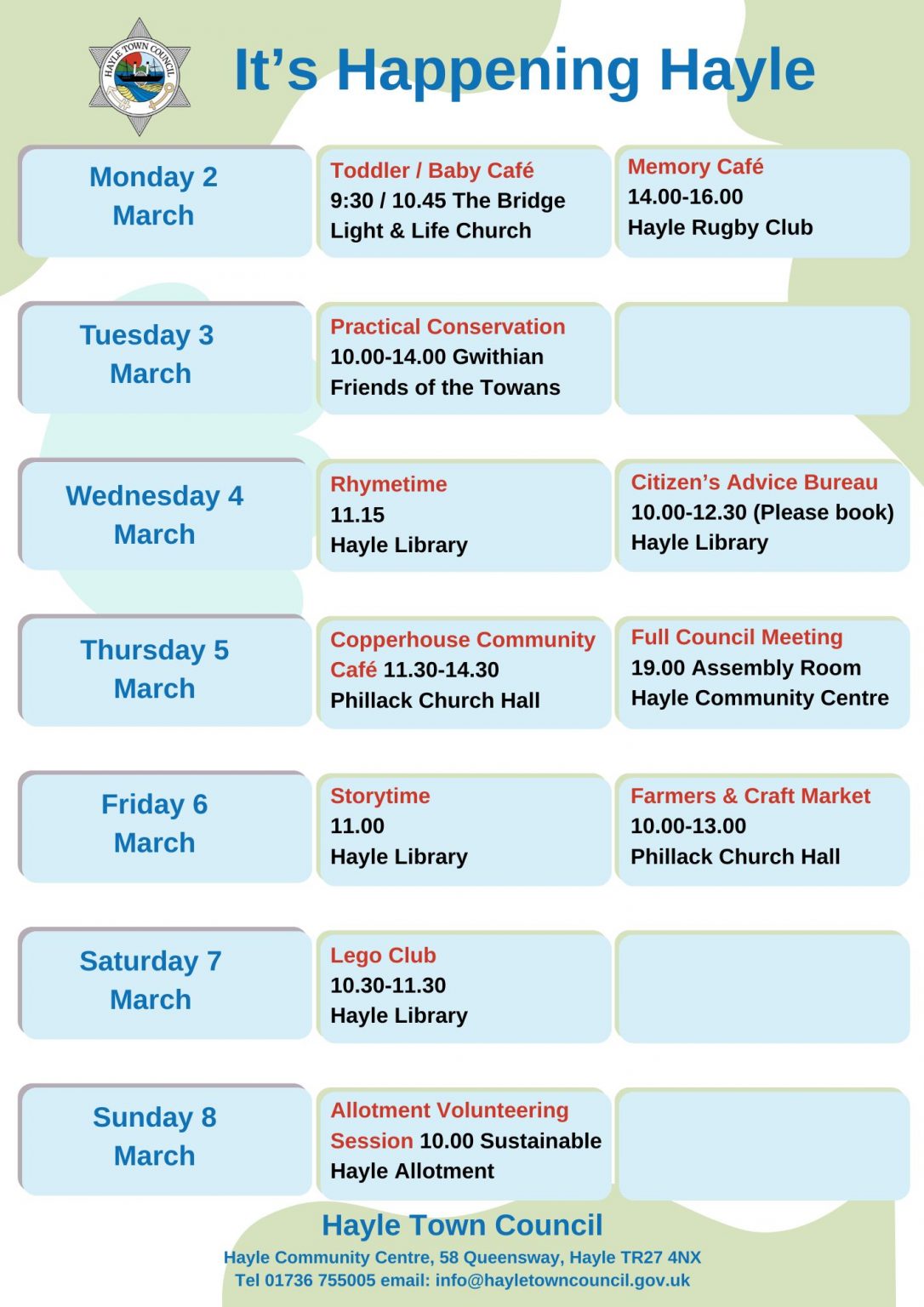 It’s Happening Hayle 2-8 March 2026 | Hayle Town Council